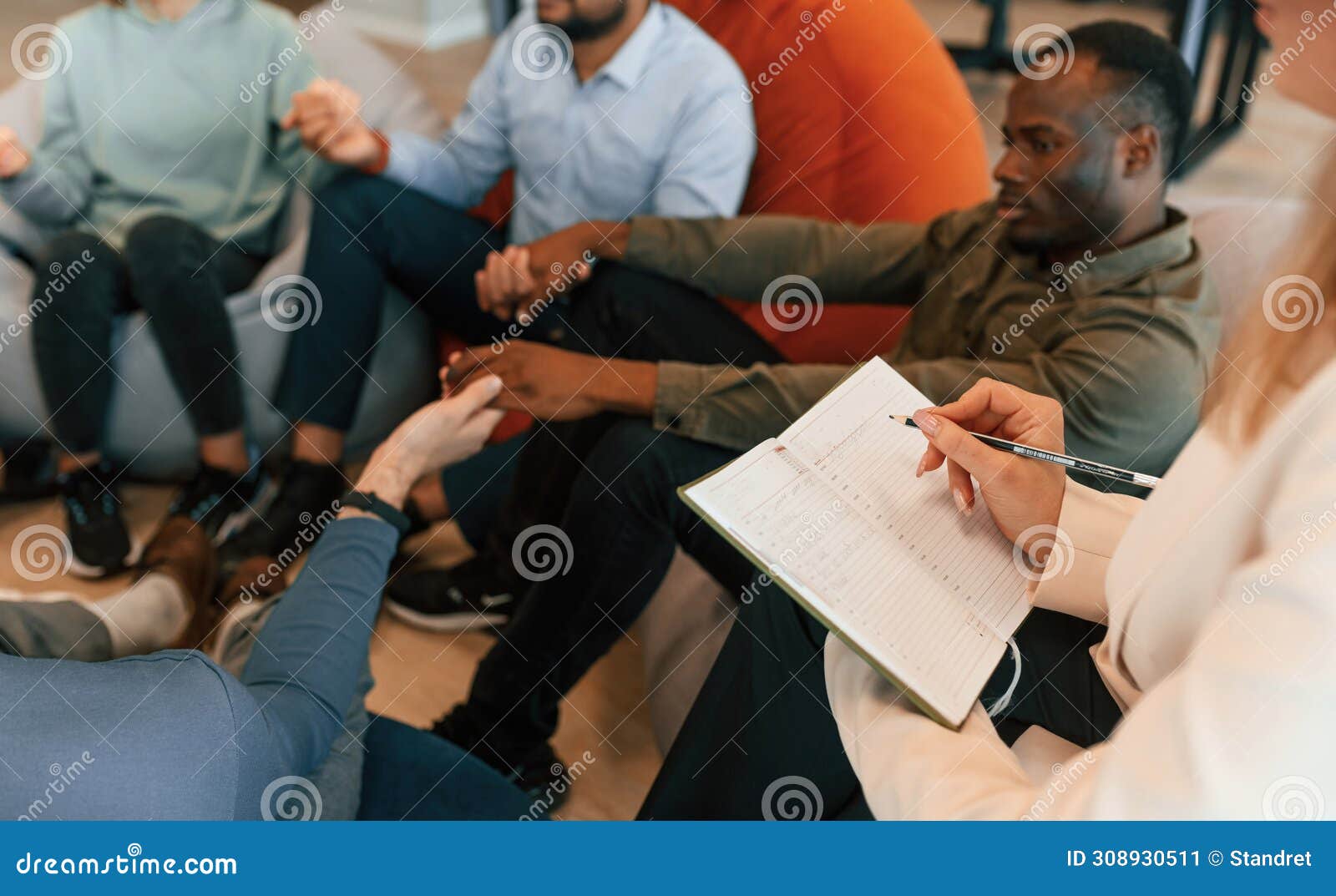 Talking about Problems. Group of People are Having Therapy Meeting ...