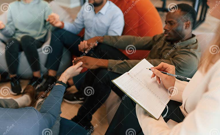 Talking about Problems. Group of People are Having Therapy Meeting ...