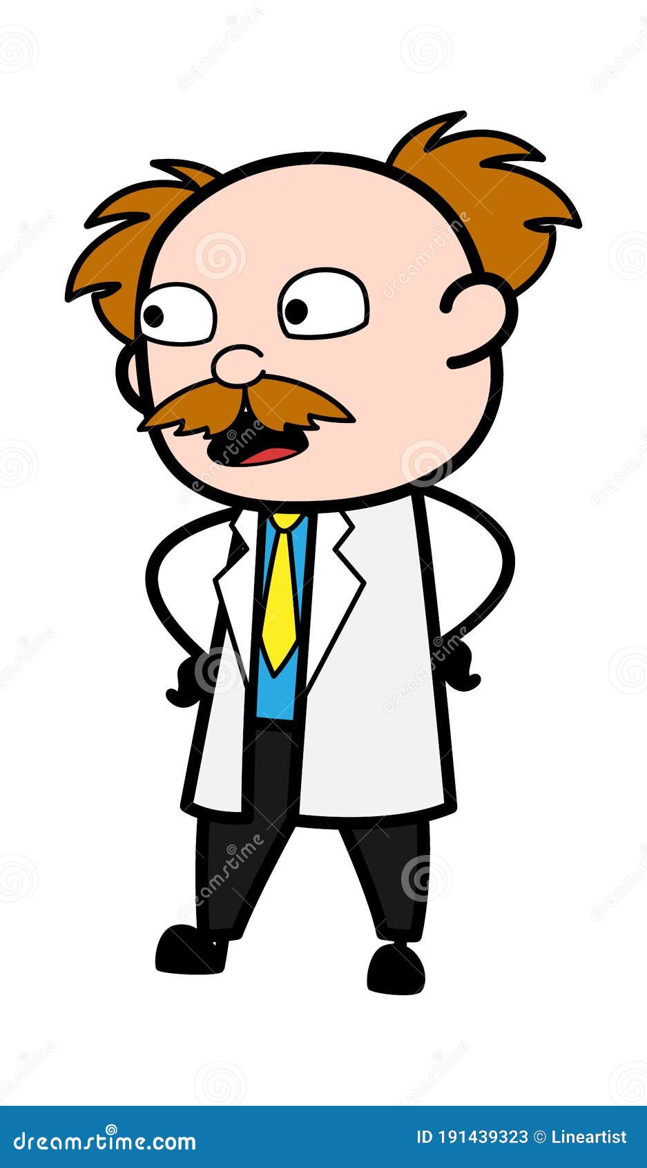 Talking Scientist with Hands on Waist Cartoon Stock Illustration ...