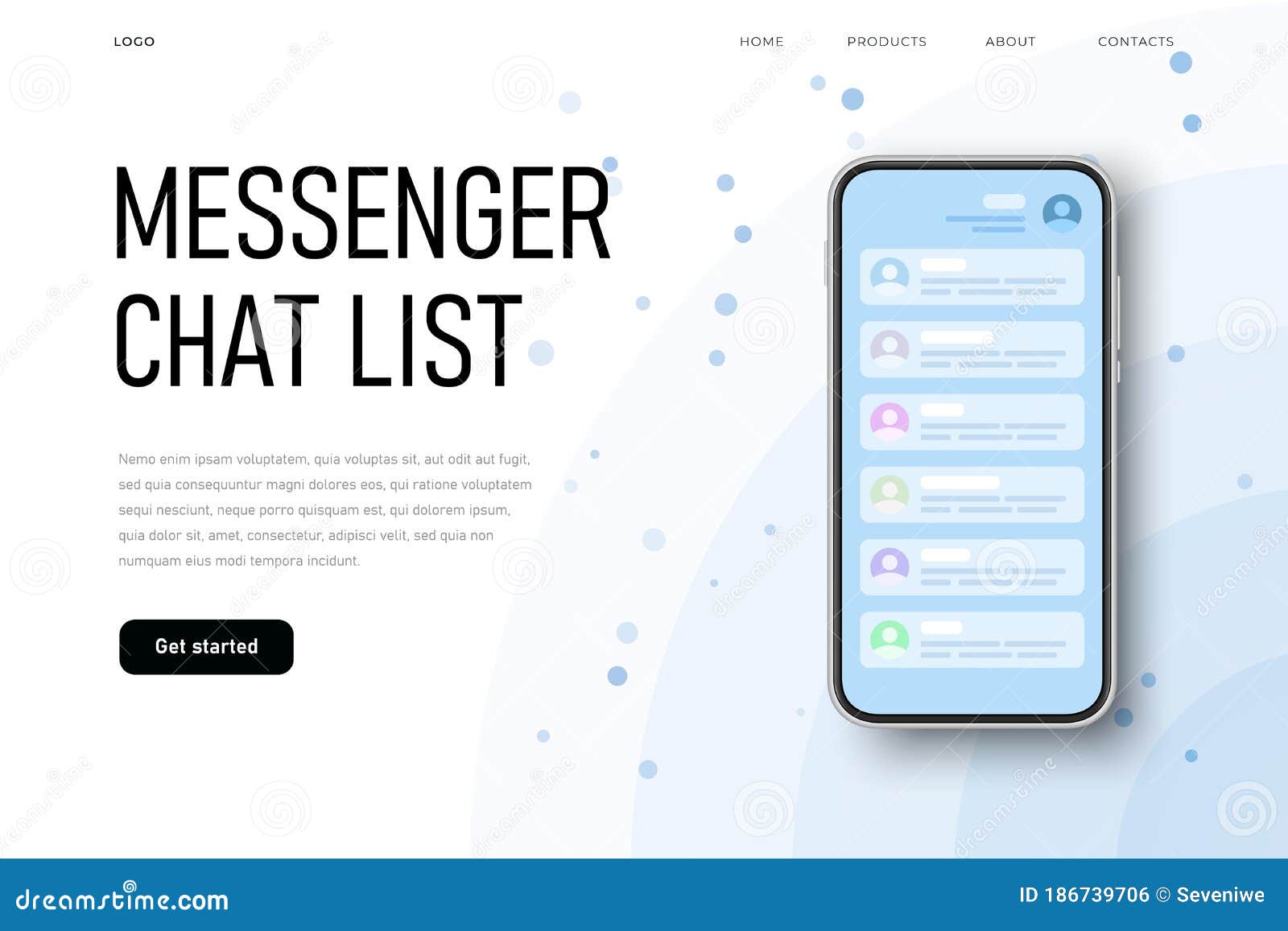 Talking Screen, Messenger Chat List with List of the Contacts. Stock ...