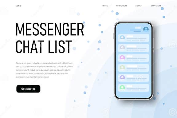 Talking Screen, Messenger Chat List with List of the Contacts. Stock ...