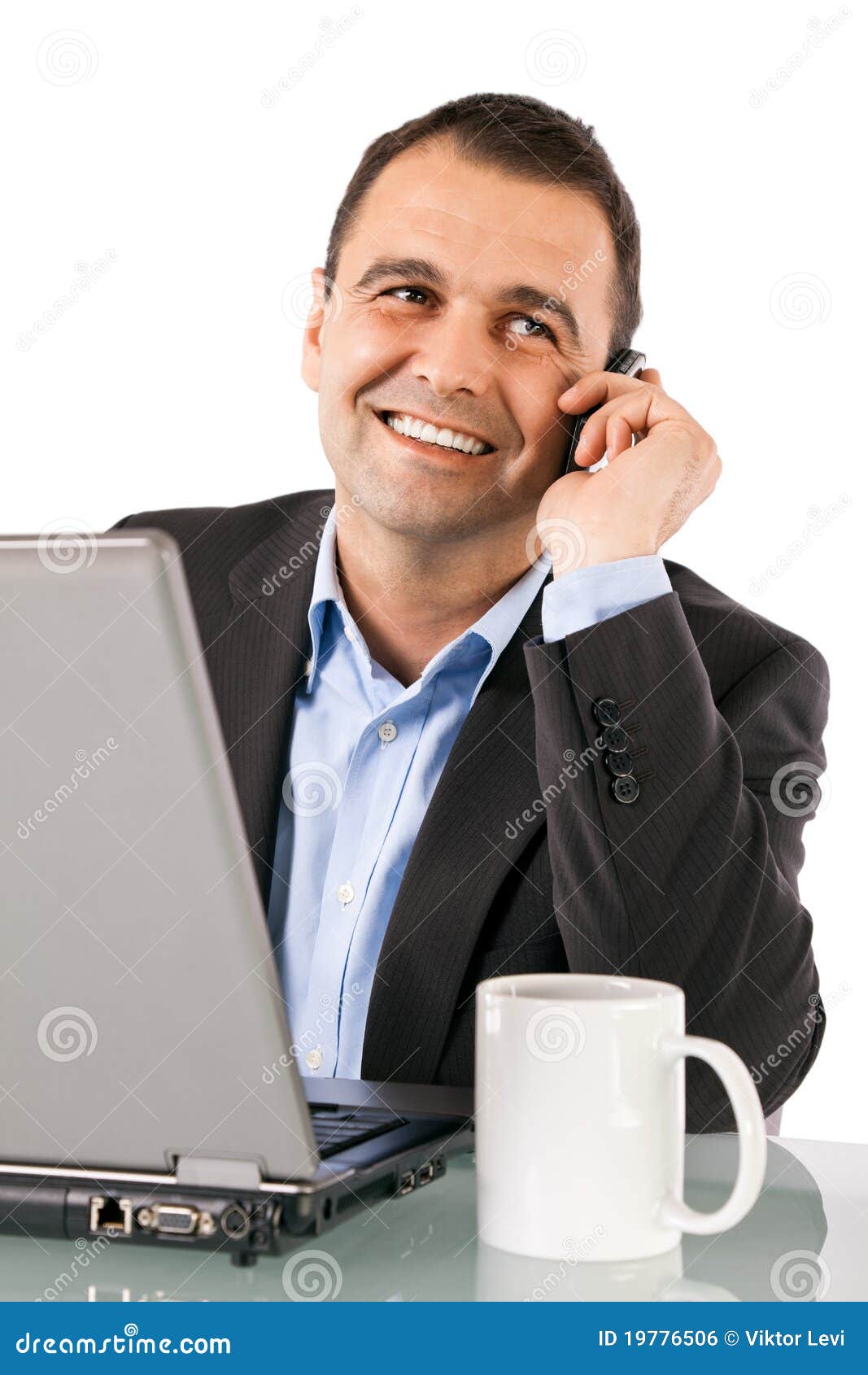 Talking smiling stock photo. Image of laptop, businessman - 19776506