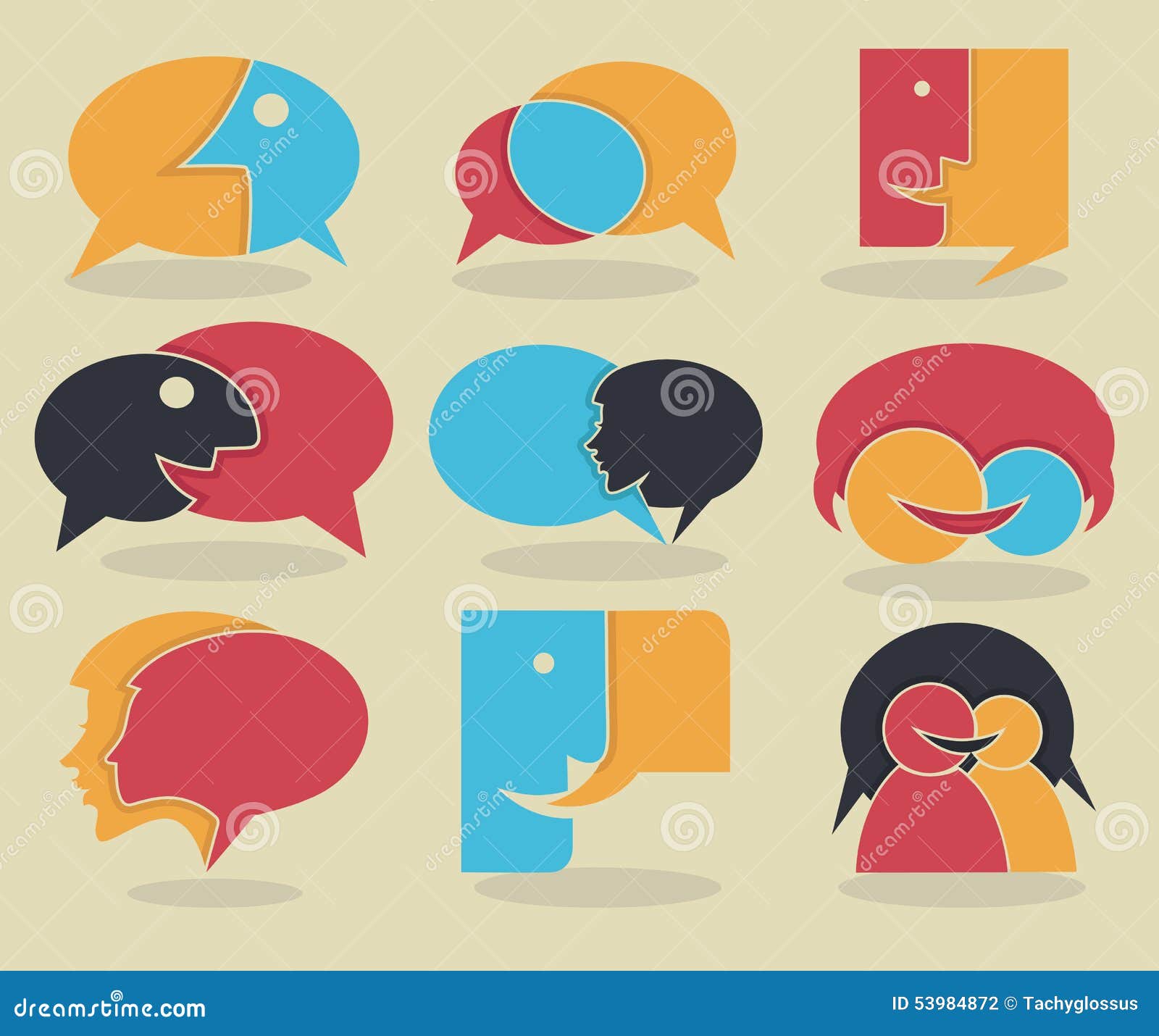 Talking, Speaking and Communication Icons Stock Vector - Illustration ...