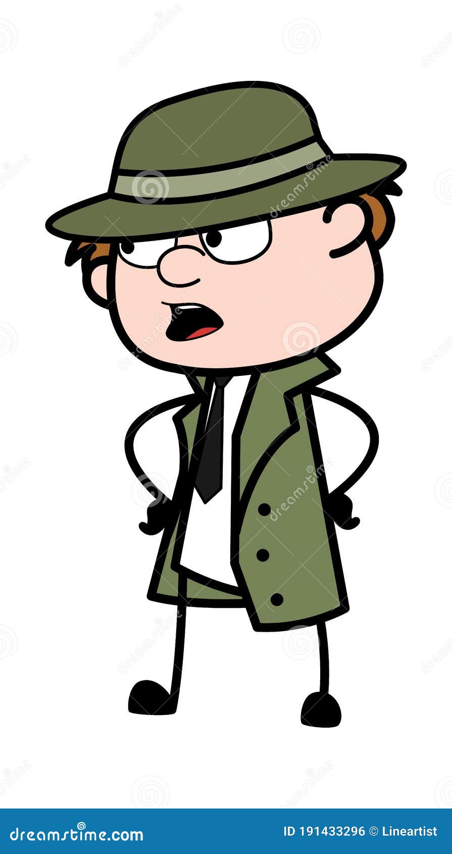 Talking Spy with Hands on Waist Cartoon Stock Illustration ...