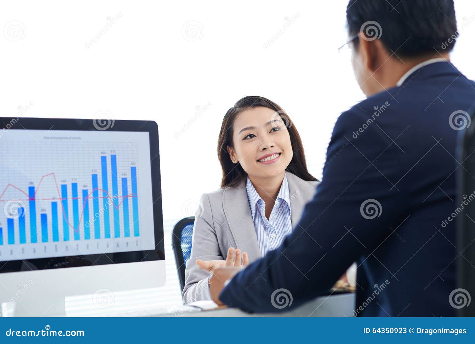Talking about statistics stock image. Image of assistant - 64350923