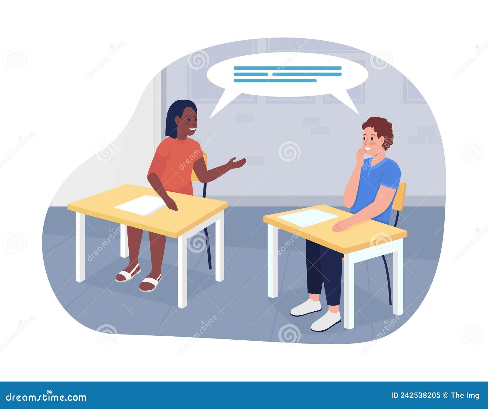 Talking Students 2D Vector Isolated Illustration Stock Vector ...