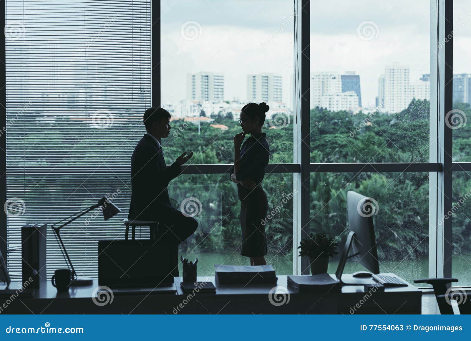 Talking to assistant stock image. Image of explaining - 77554063