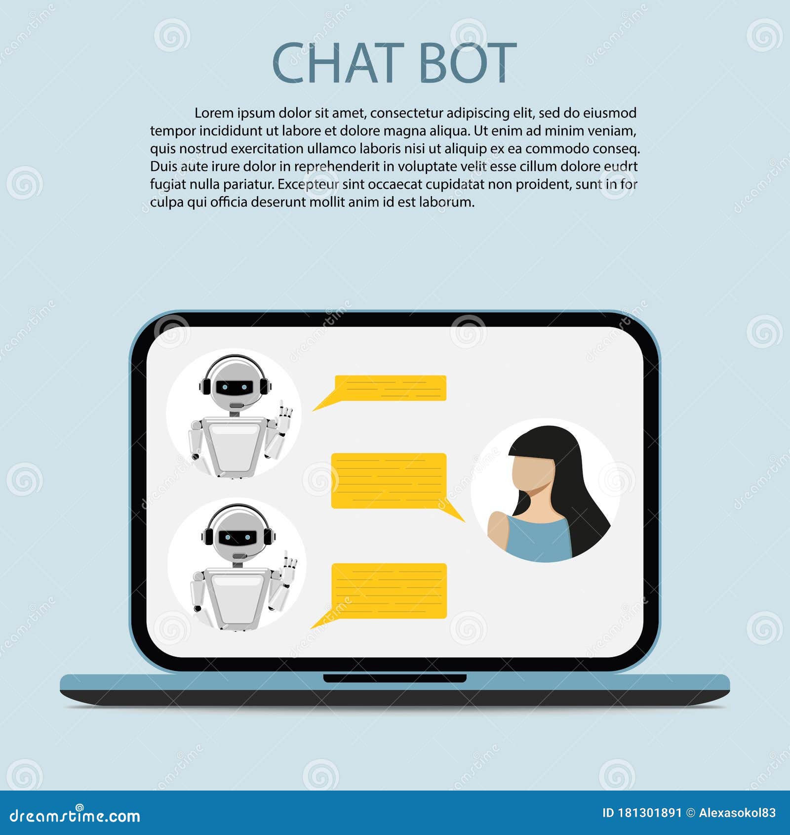Talking To a Chatbot Online on Laptop Computer. Communication with a ...