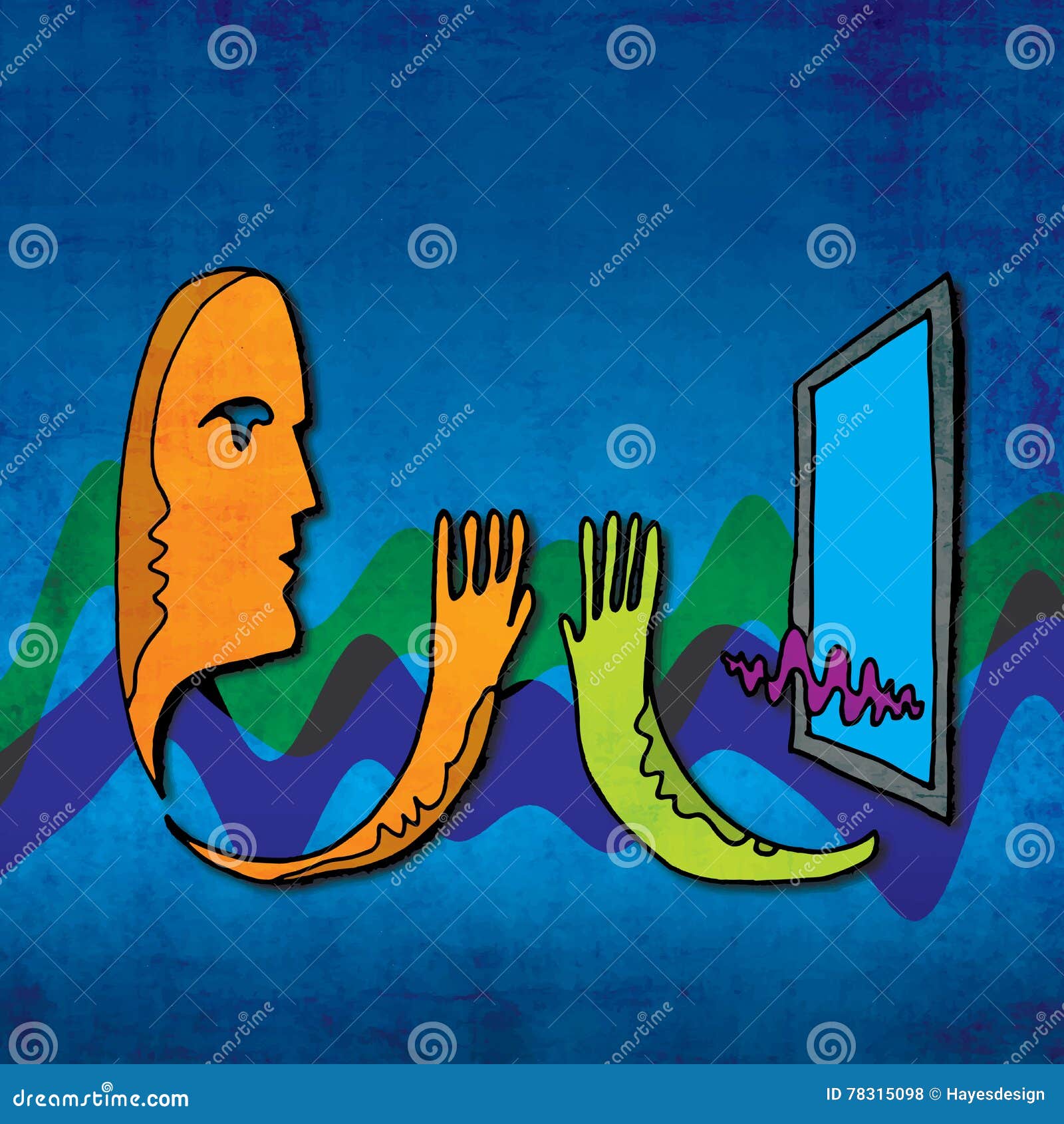 Talking to a Computer stock illustration. Illustration of conversation ...
