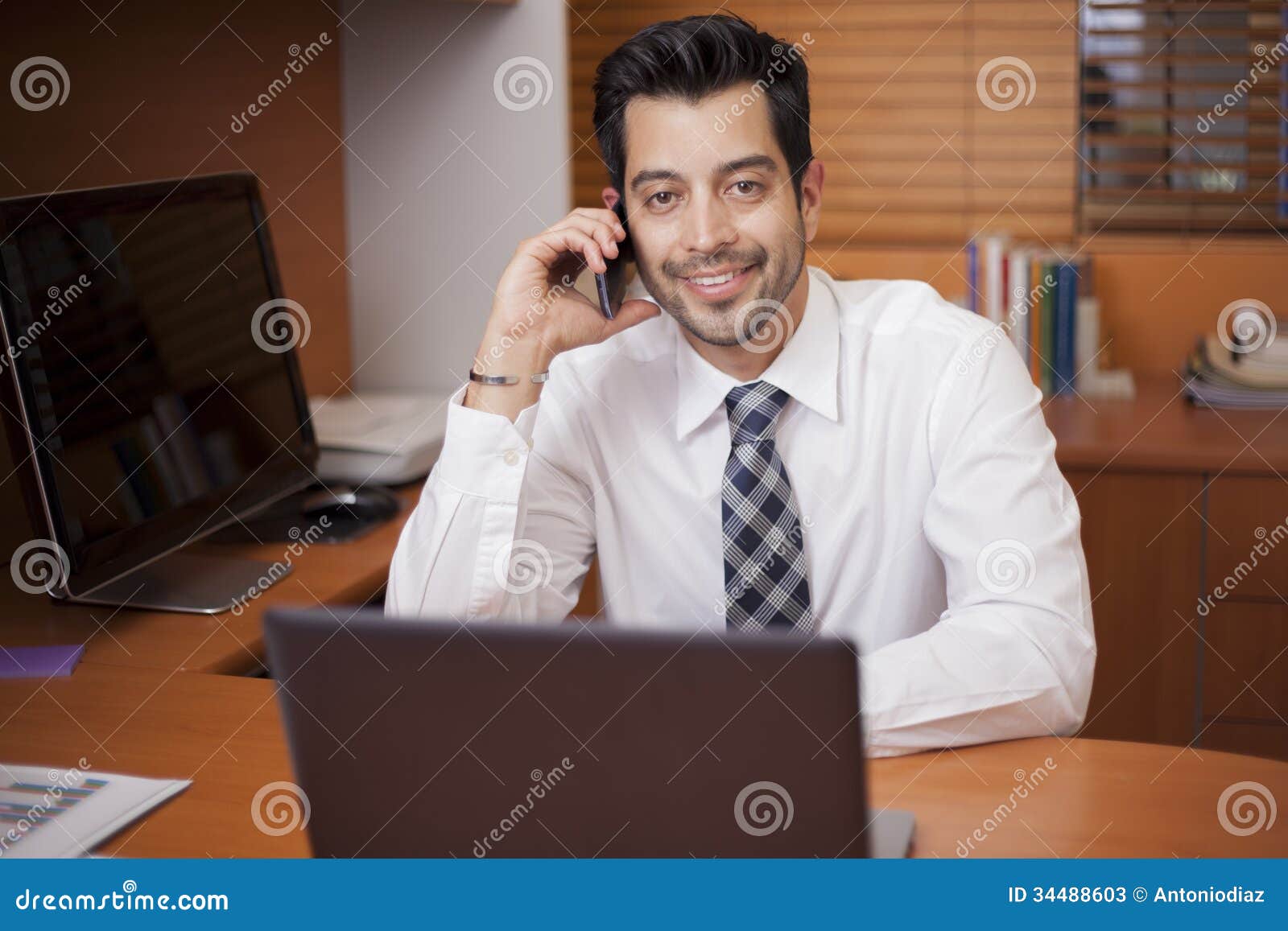 Talking to a customer stock image. Image of smile, contact - 34488603