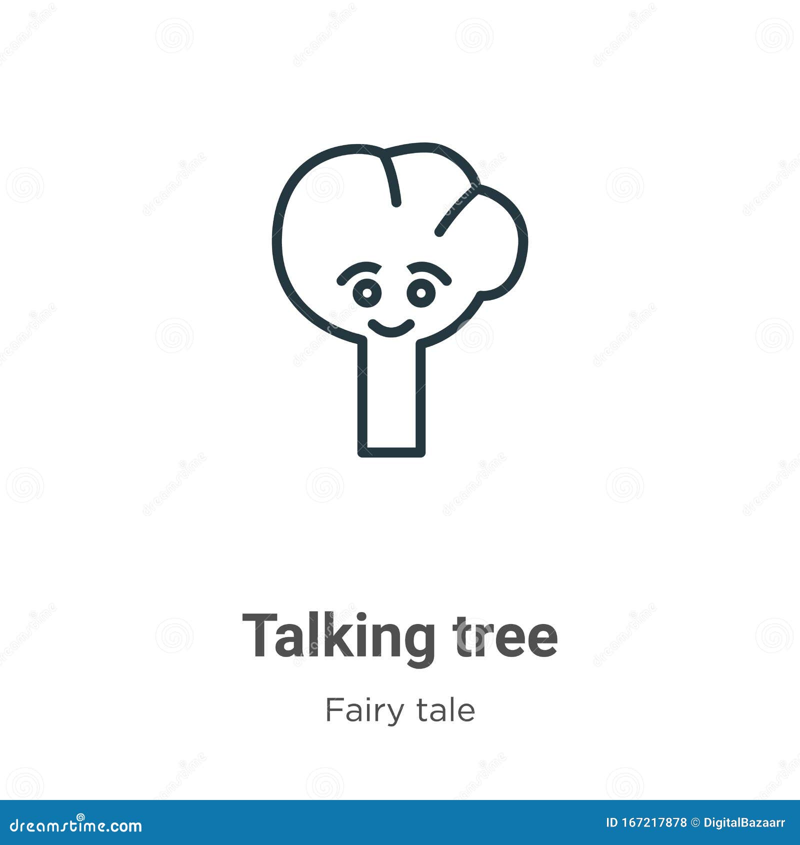 Talking Tree Outline Vector Icon. Thin Line Black Talking Tree Icon ...