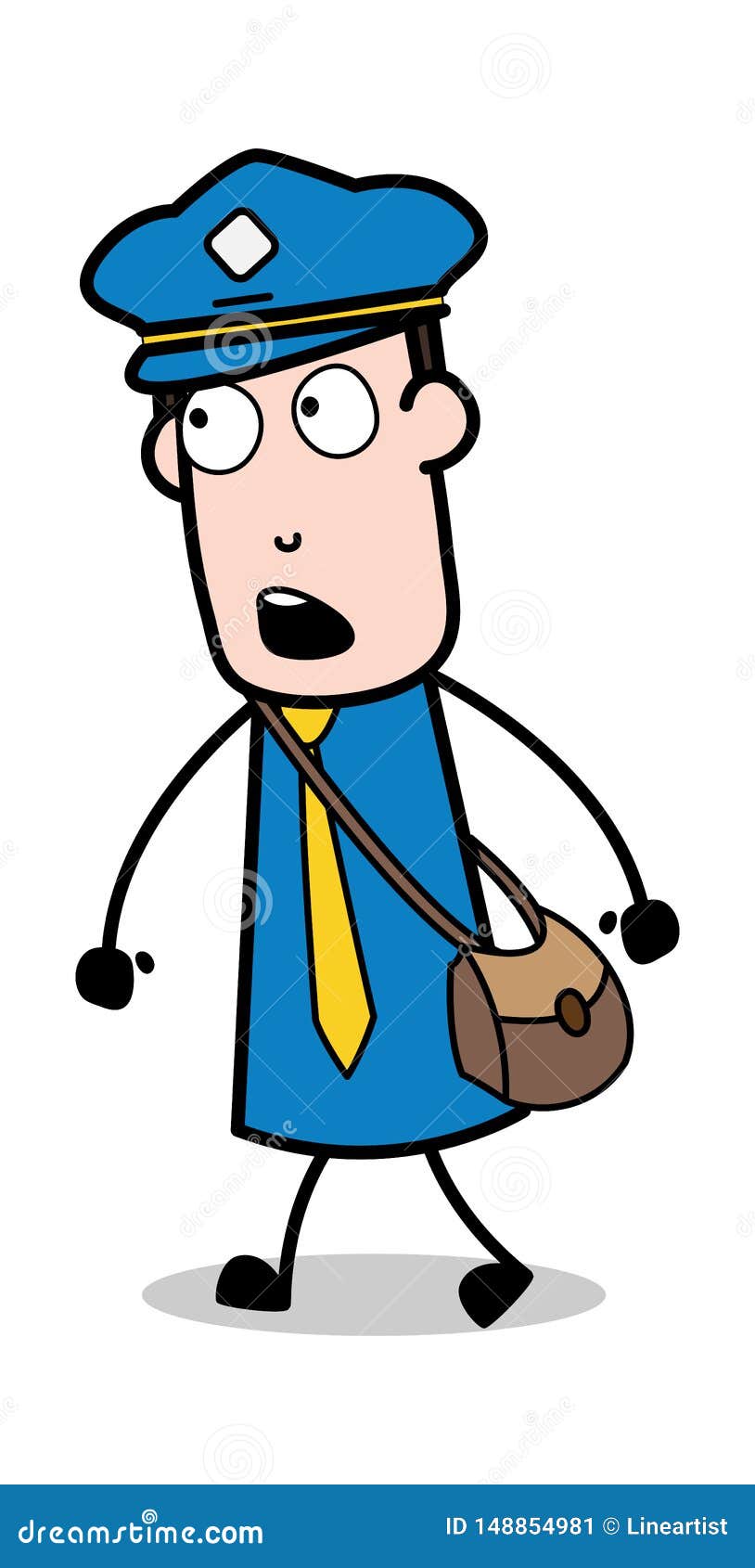 Talking while Walking - Postman Cartoon Courier Guy Vector Illustration ...