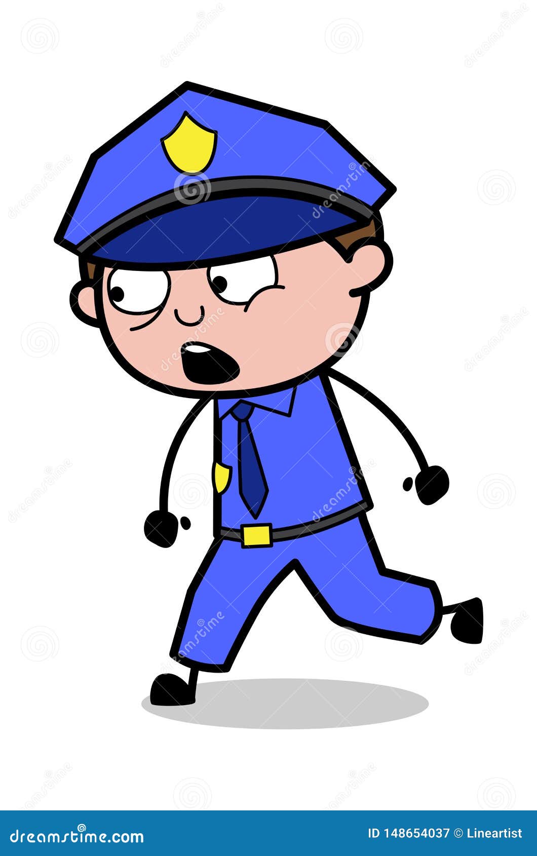 Talking while Walking - Retro Cop Policeman Vector Illustration Stock ...
