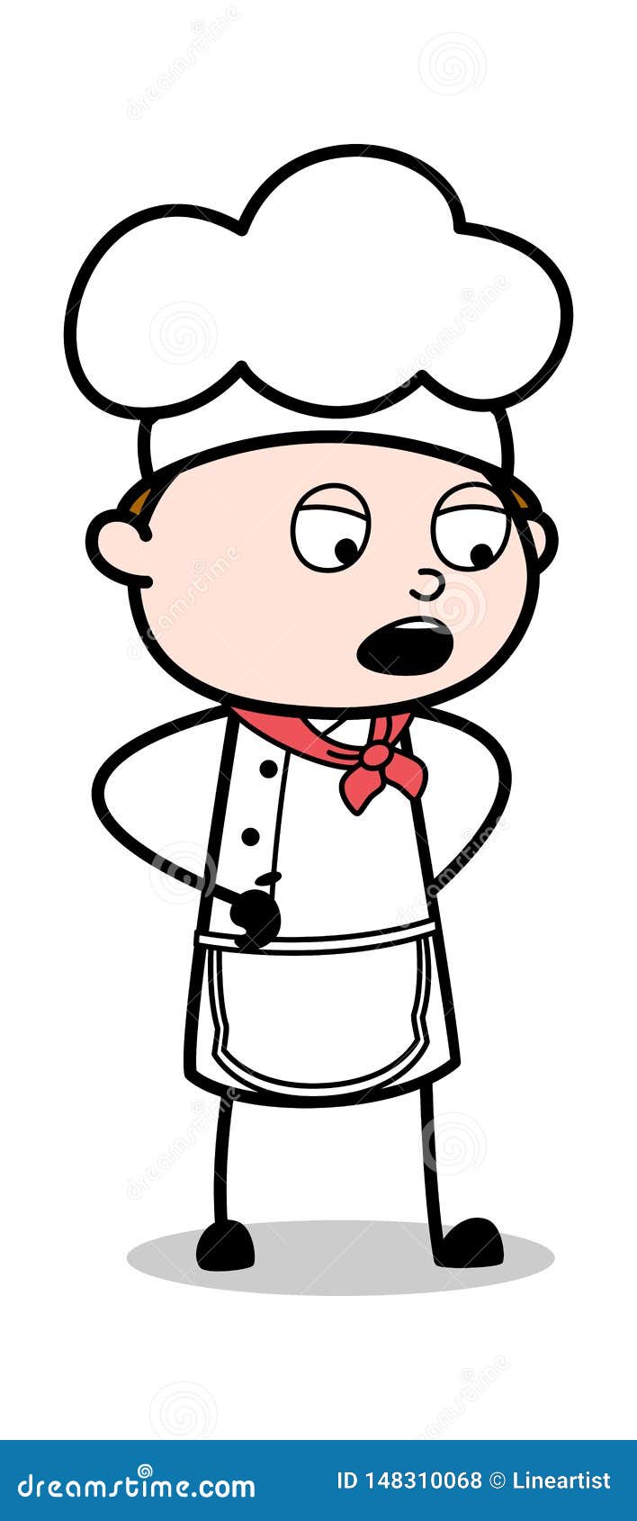 Talking while Watching Down - Cartoon Waiter Male Chef Vector ...