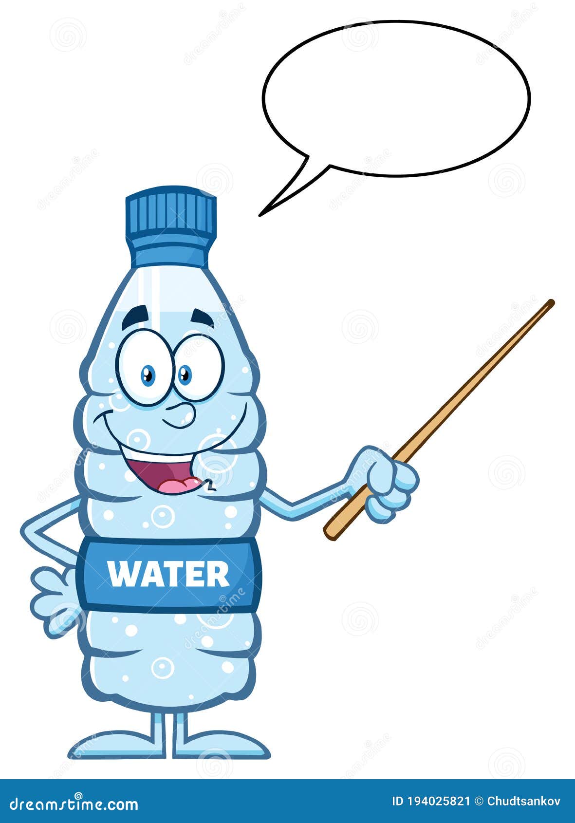 Talking Water Plastic Bottle Cartoon Mascot Character Using a Pointer ...