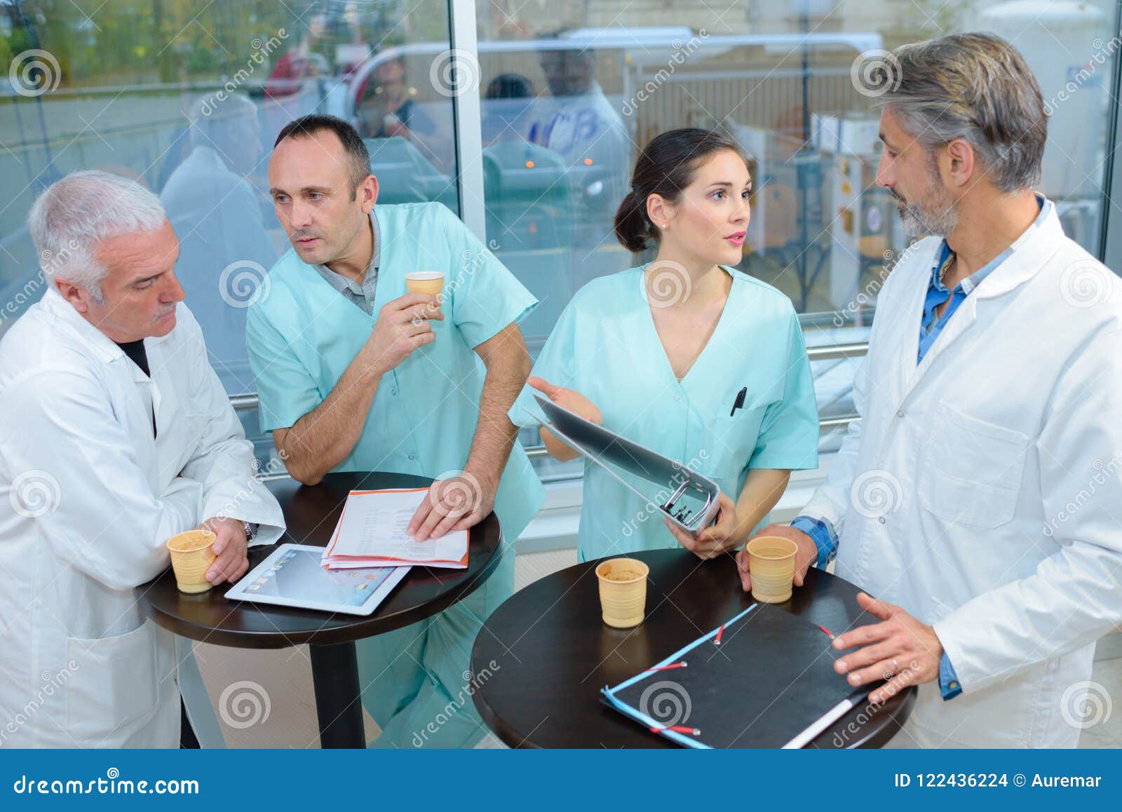 Talking about Work during Breaktime Stock Photo - Image of pause ...