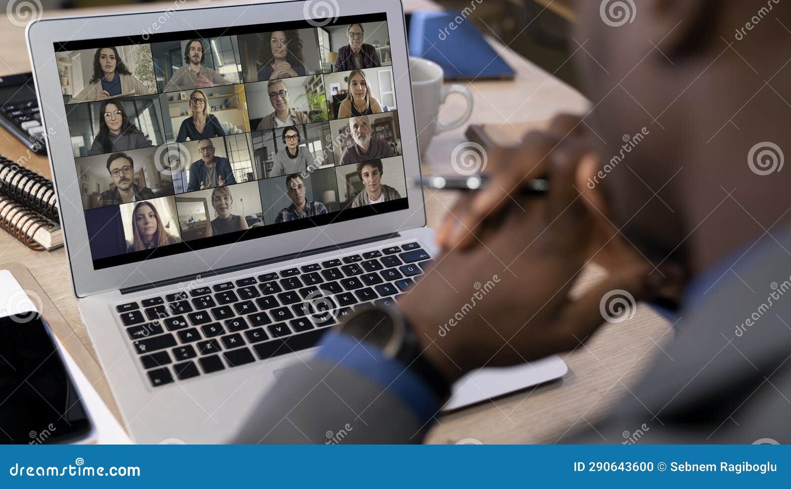 Talking and Working on the Computer Stock Photo - Image of friends ...