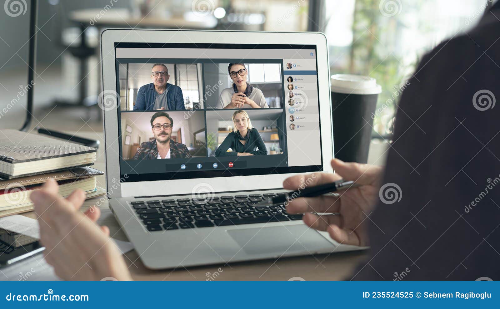 Talking and Working on Video Calling Stock Image - Image of internet ...