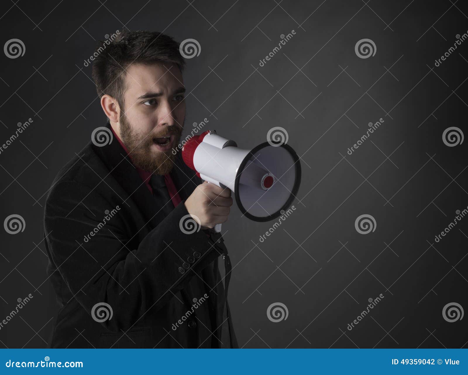 Talking Young Man Using Megaphone Stock Photo - Image of demonstration ...