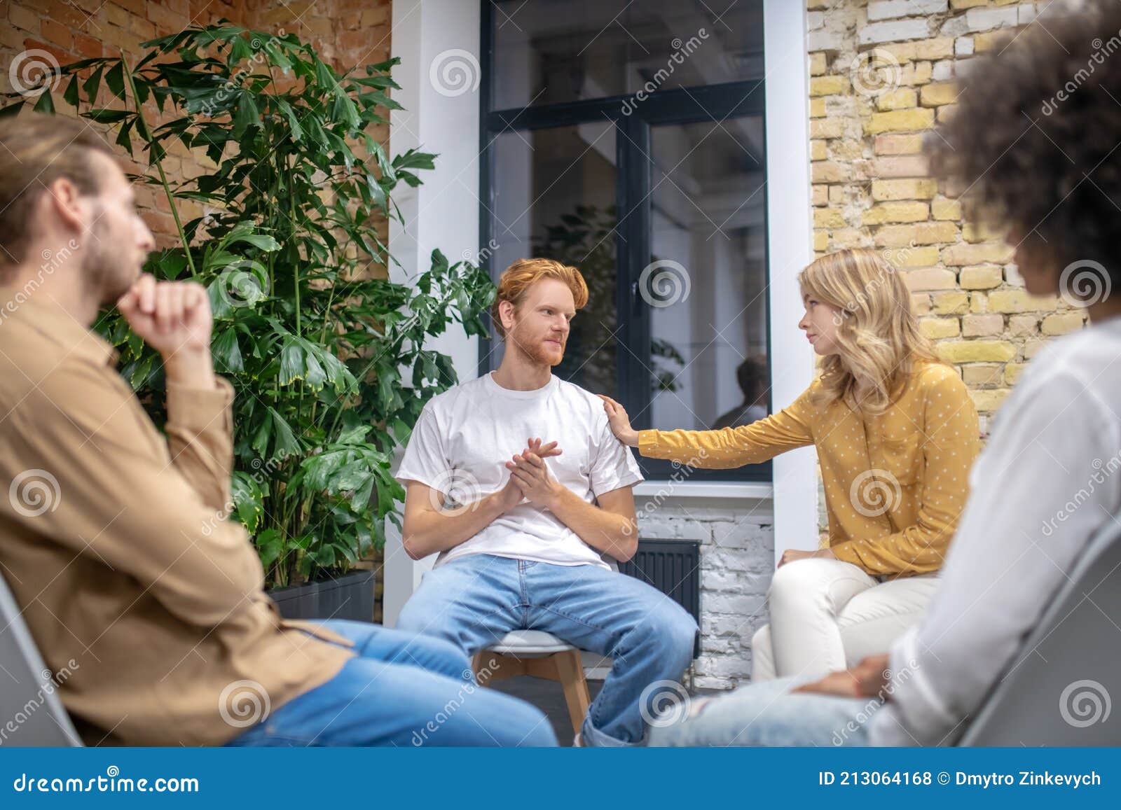 Group of People Sitting in a Circle and Talking Stock Photo - Image of ...