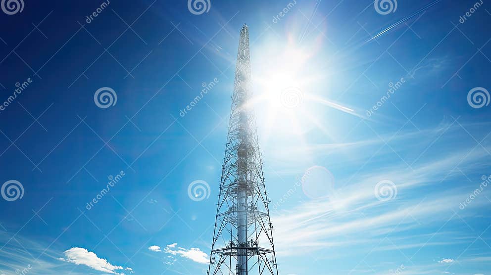 Tall antenna tower stock illustration. Illustration of advanced - 313809796