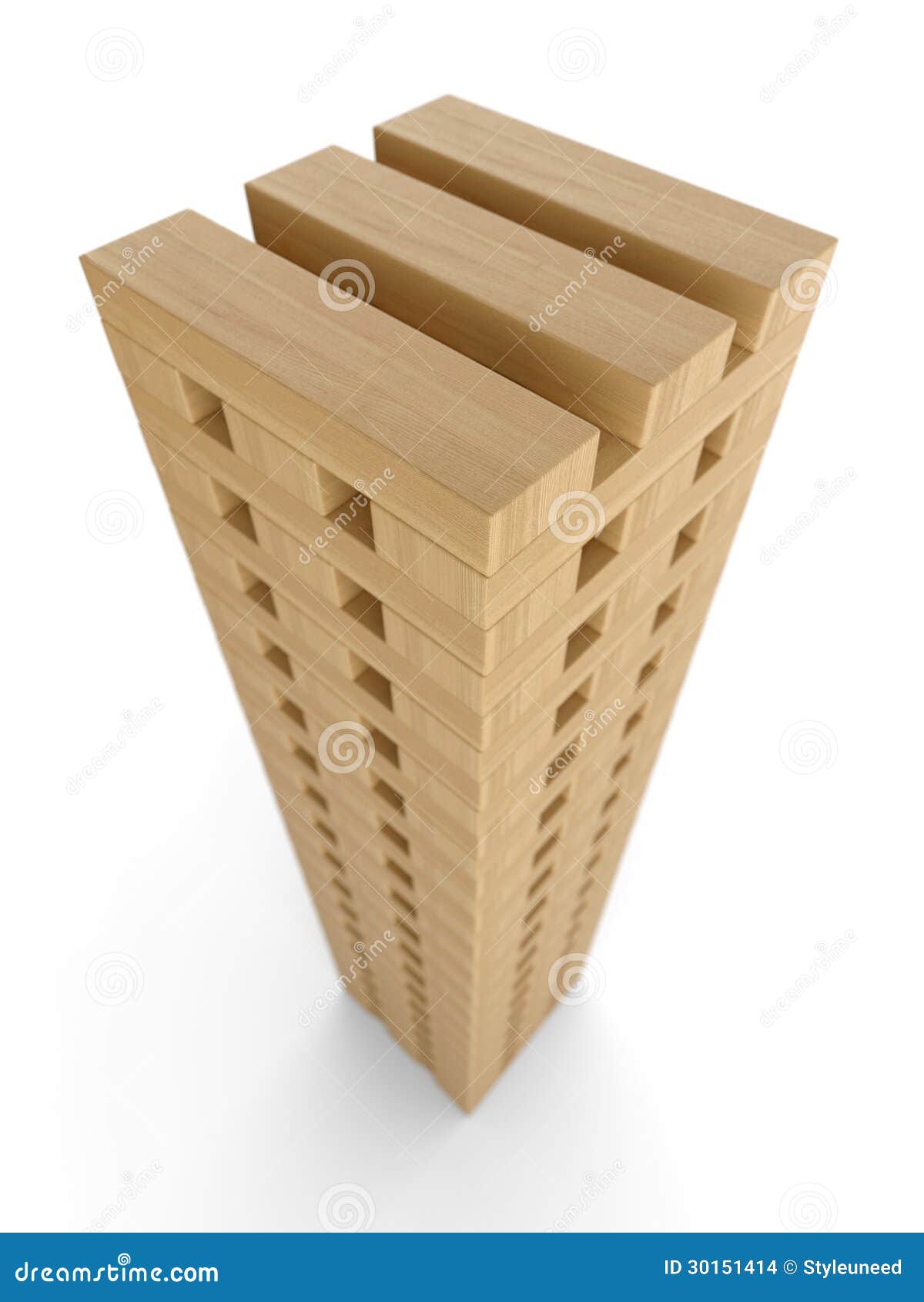 Wooden Blocks Tower Falling Down On White Background Cartoon Vector ...