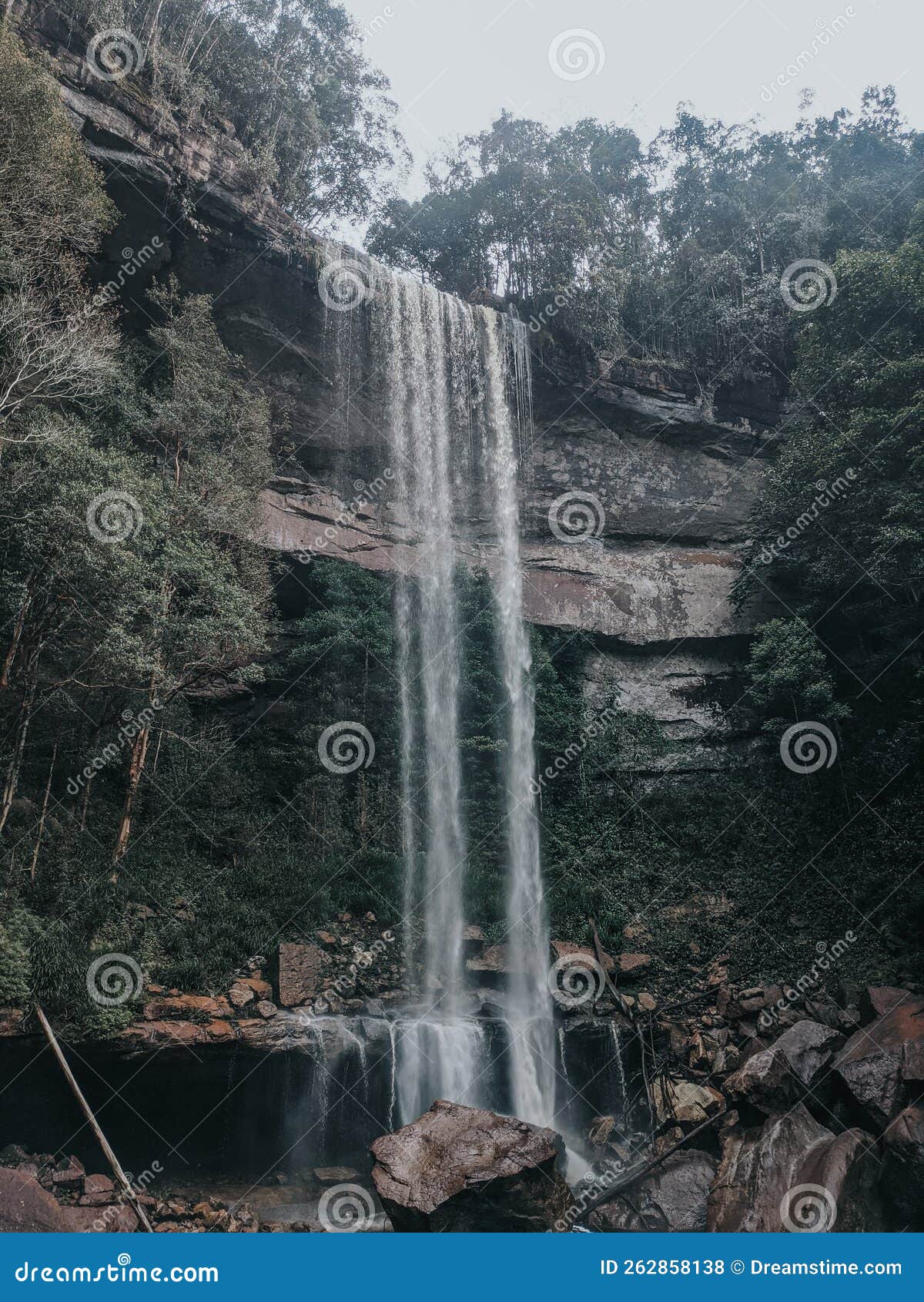 Tall and Beautiful Waterfall Stock Photo - Image of terrain, jungle ...
