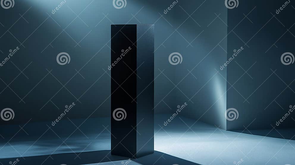 Tall Black Rectangular Monolith in a Minimalist Room, Futuristic ...
