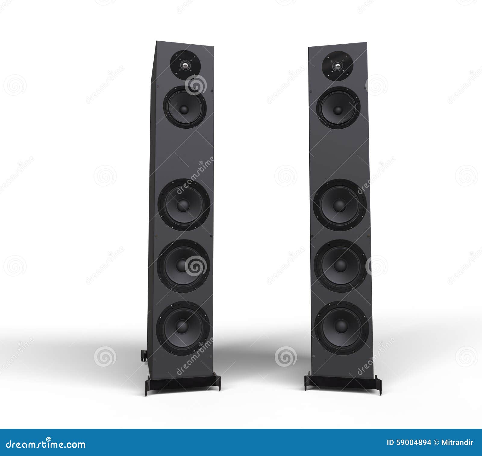 Tall Black Speakers Front View Stock Illustration - Illustration of ...
