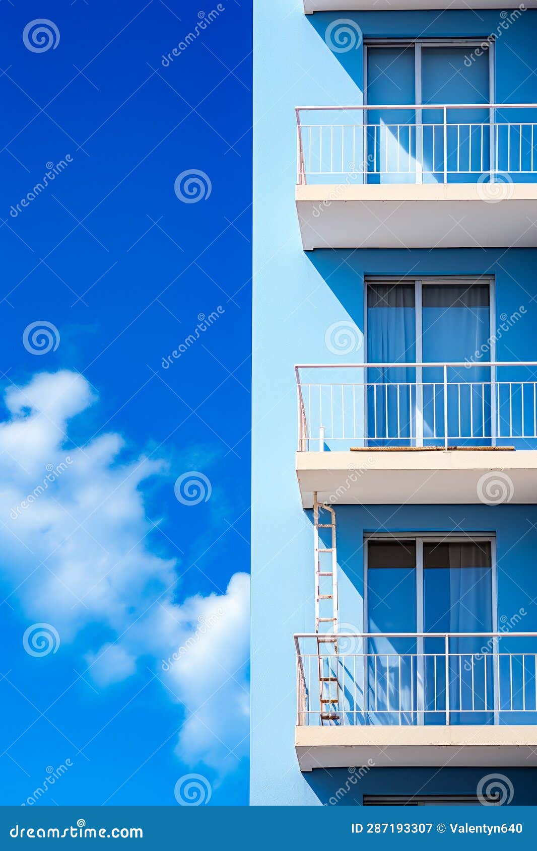 Tall Blue Building with Balconies and Balcony. Generative AI Stock ...