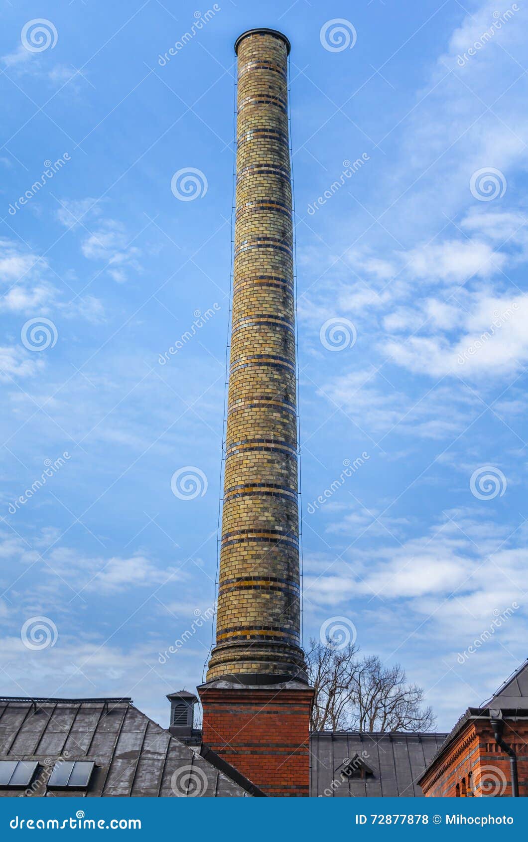 Tall Brick Chimney in Old Factory Stock Photo - Image of coal, energy ...