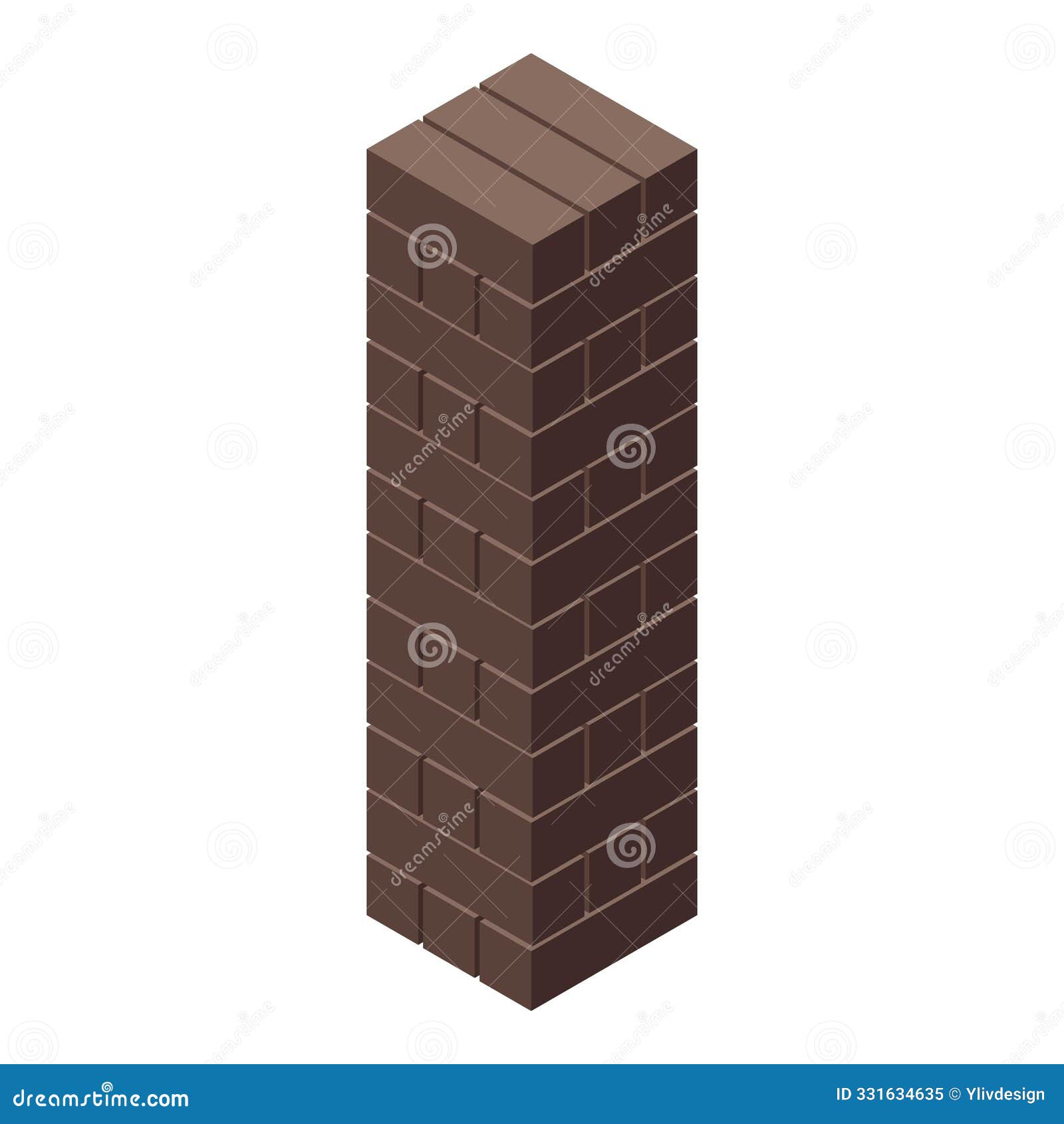 Tall Brick Column Standing Isolated on White Background Stock Vector ...