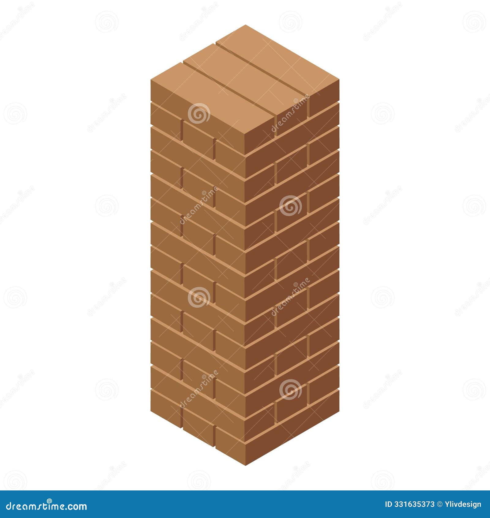 Tall Brick Column Standing on White Background Stock Illustration ...
