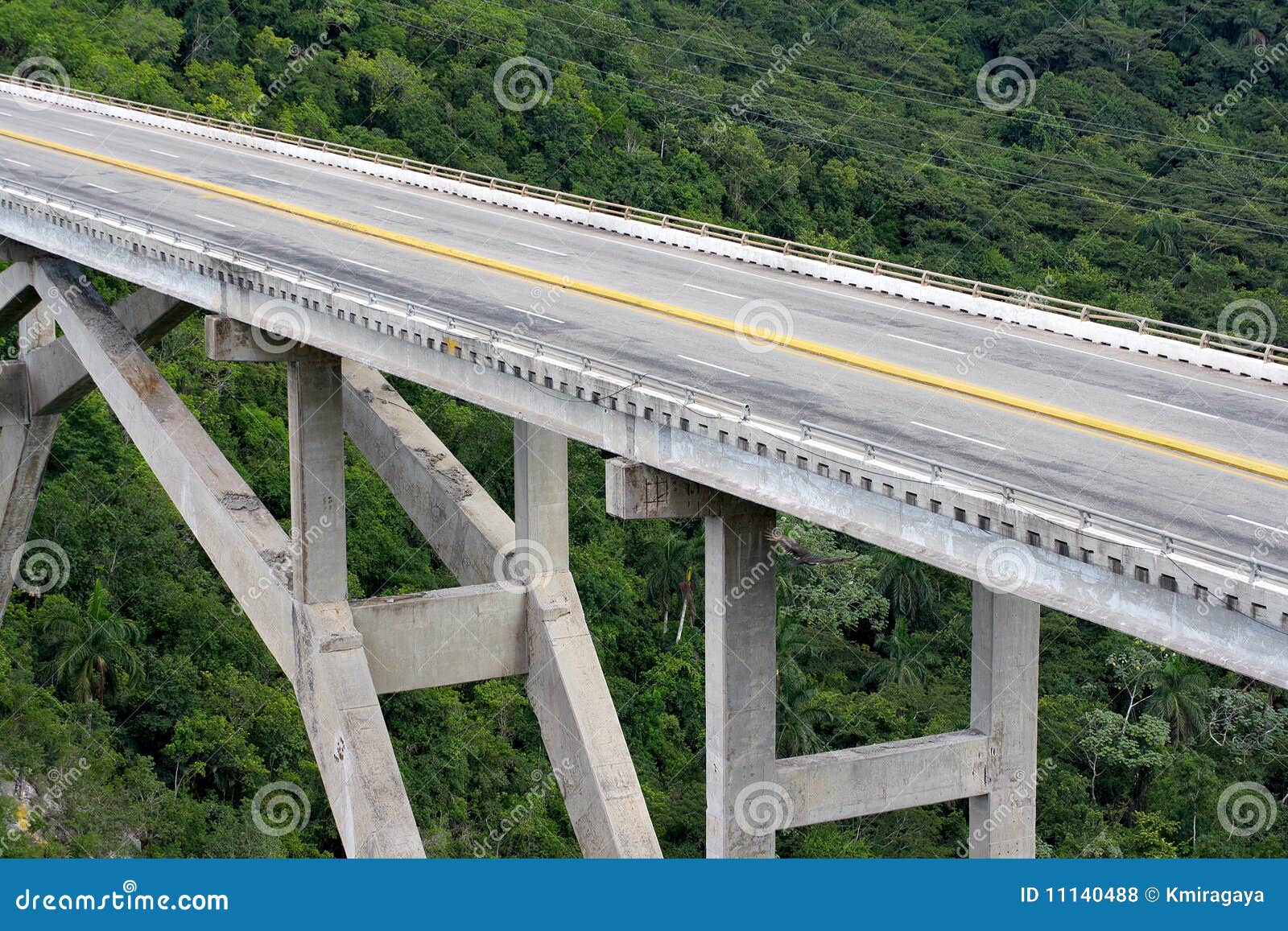 Tall Bridge Crossing a Green Valley Stock Photo - Image of traffic ...