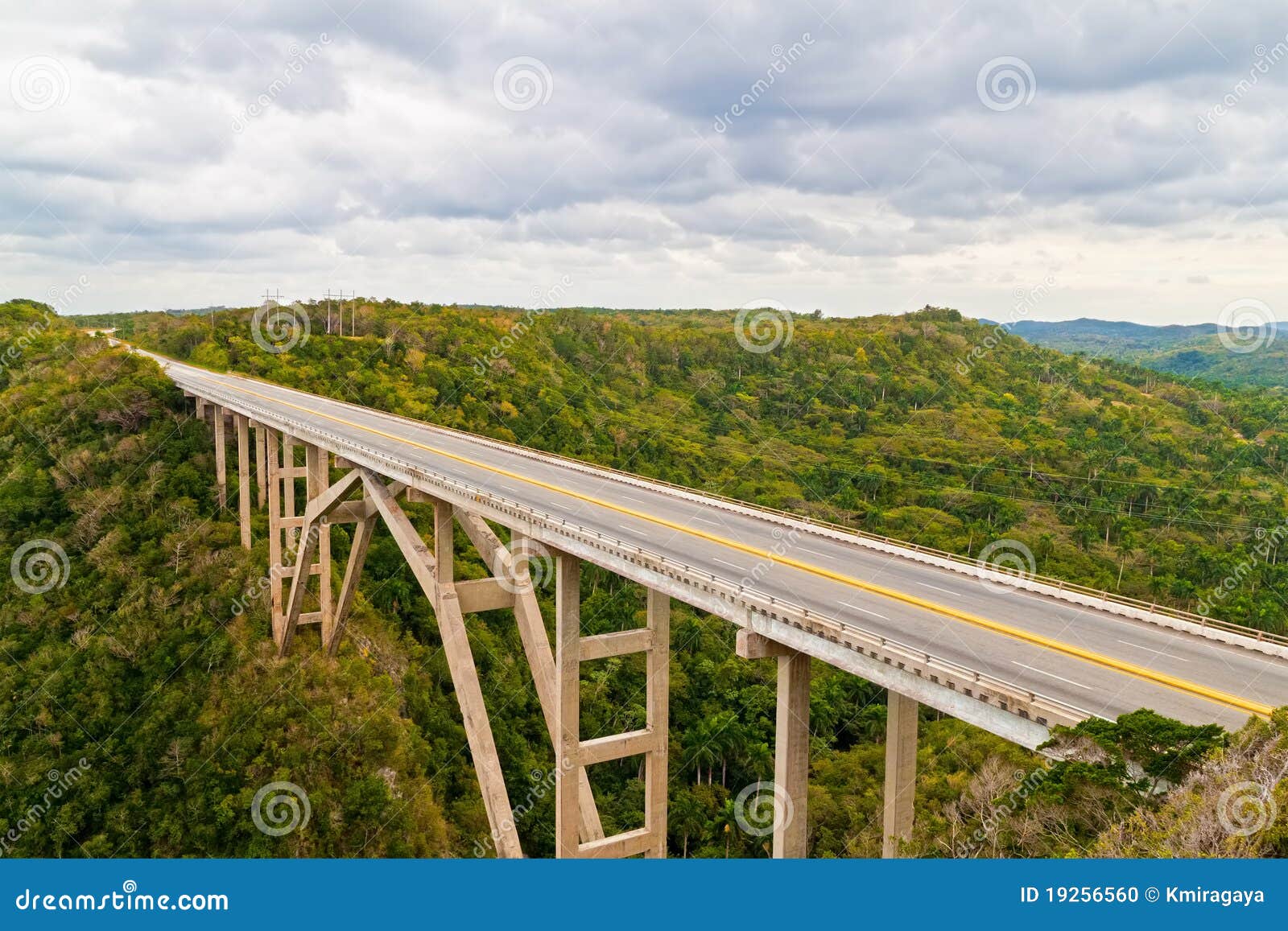 Tall Bridge Crossing a Tropical Valley Stock Photo - Image of road ...