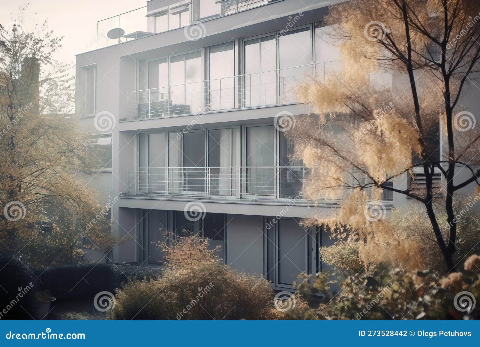 Balcony On The Second Floor Of A Modern Country Building. Glass Panel ...