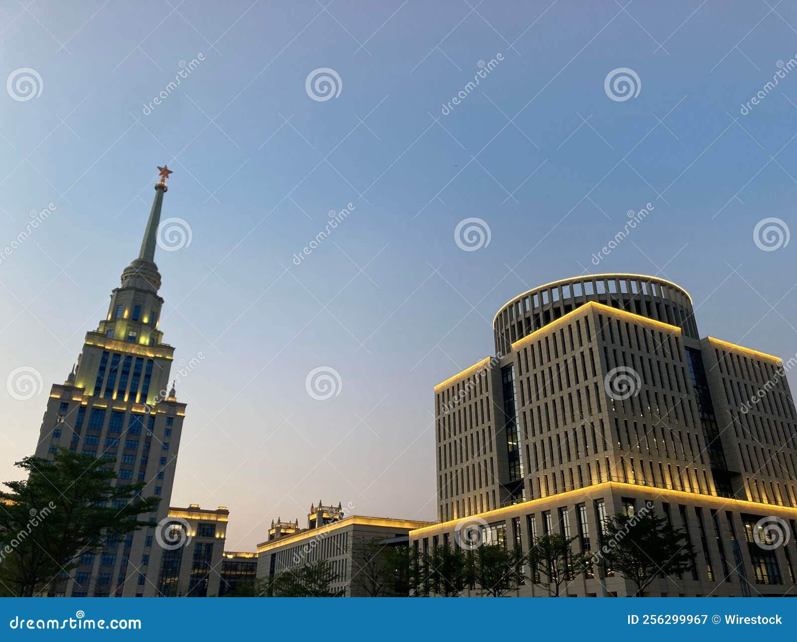 Tall Building with a Blue Sky Background Stock Image - Image of cloud ...