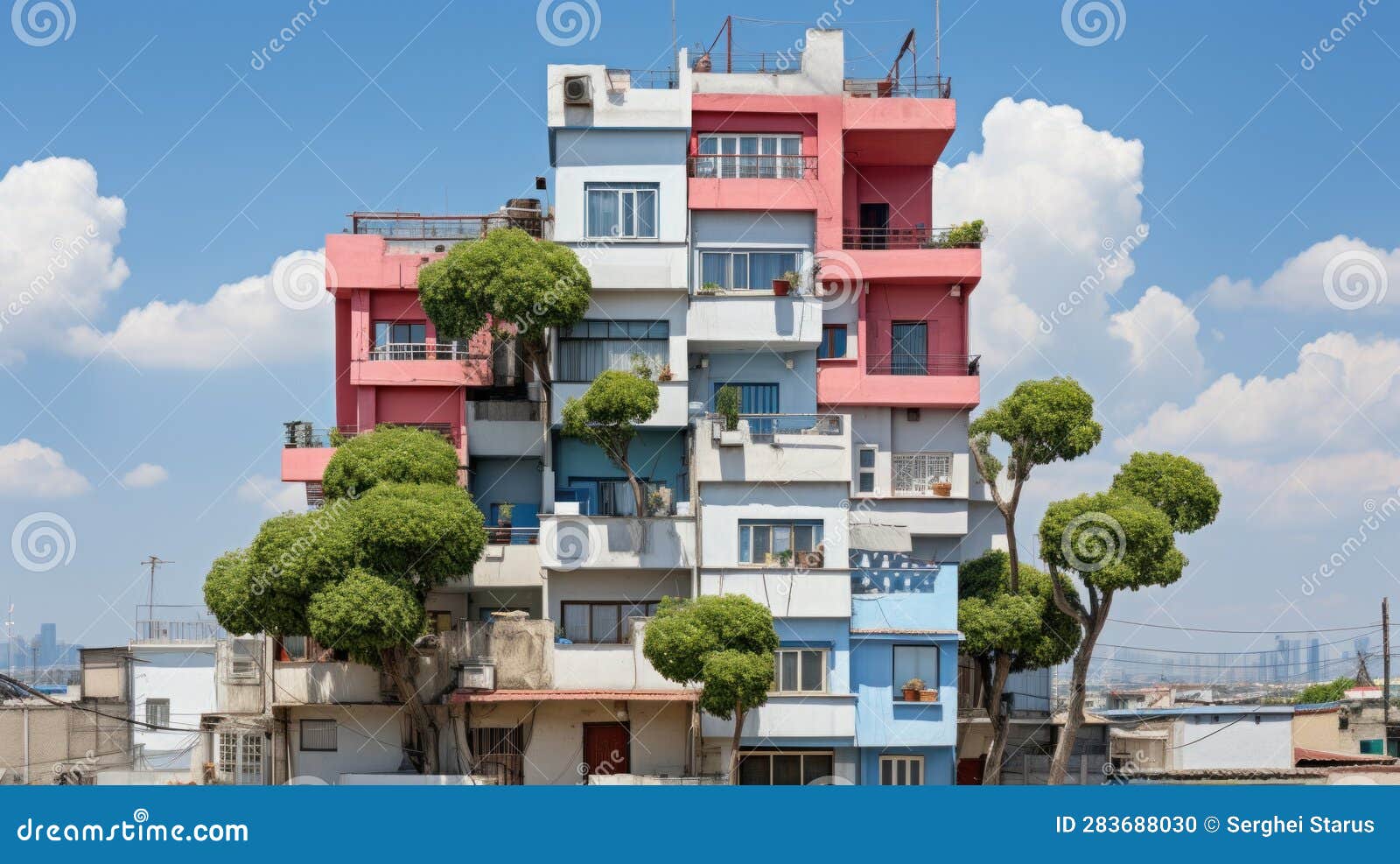 A Tall Building with a Bunch of Trees in Front of it. Generative AI ...