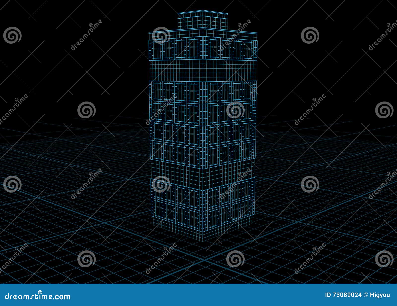 Tall Building Dark Blueprint Stock Illustration - Illustration of ...