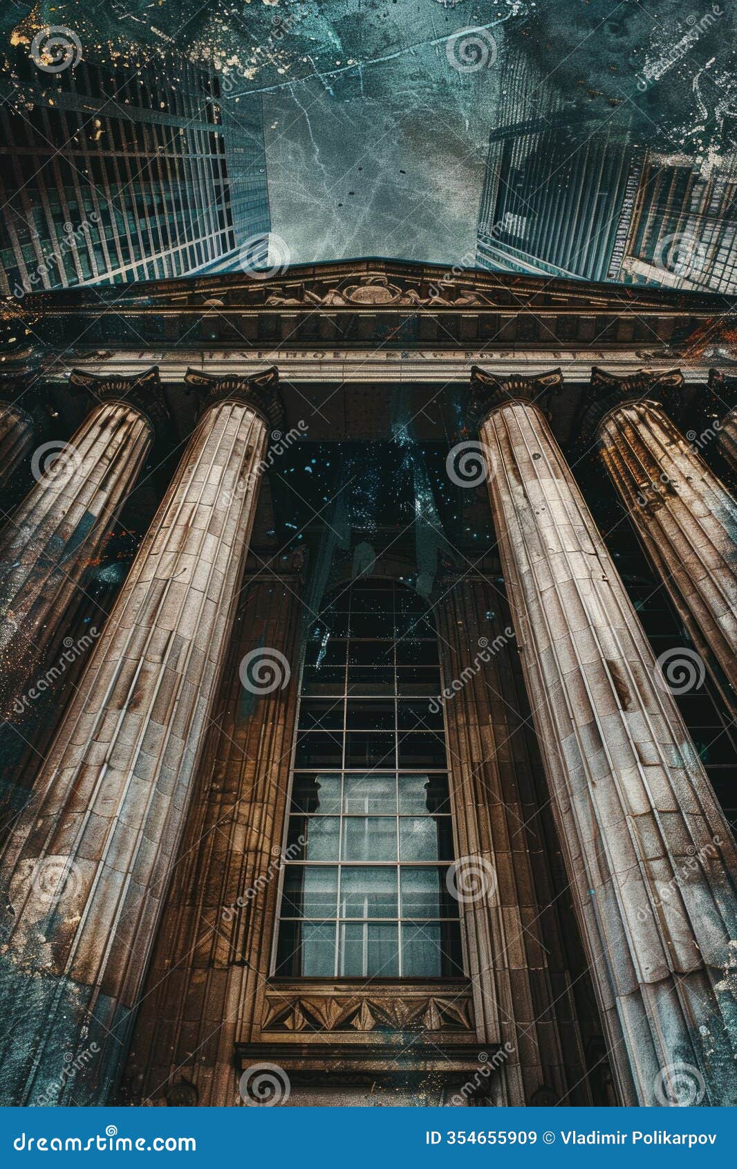 A Tall Building Featuring Columns and a Window. Suitable for ...