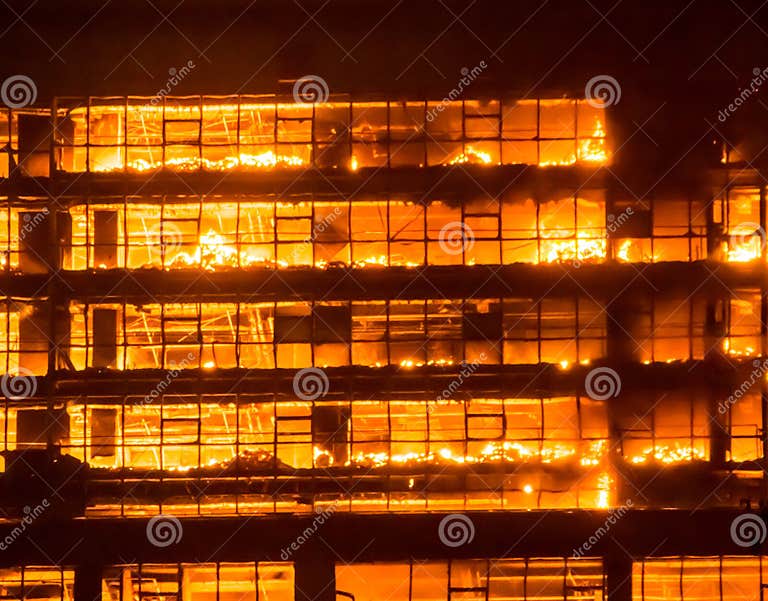Tall Building on Fire / Big Fires Burnning Stock Photo - Image of ...