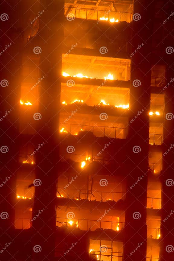 Tall Building on Fire / Big Fires Burnning Stock Photo - Image of ...
