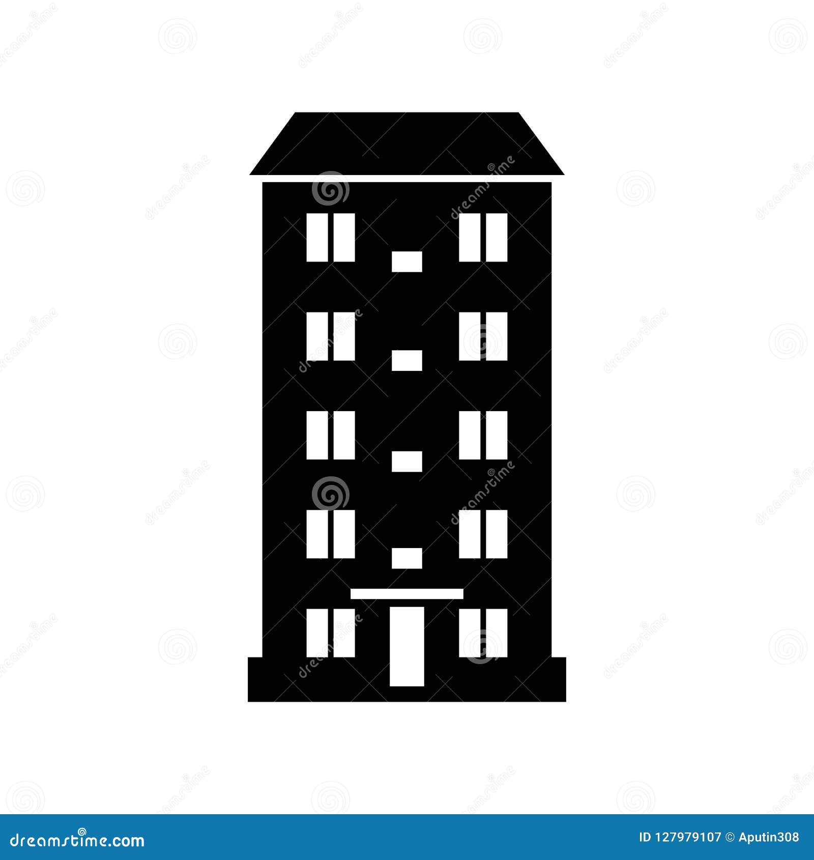 Tall Building Icon. Black Isolated Stock Vector - Illustration of ...
