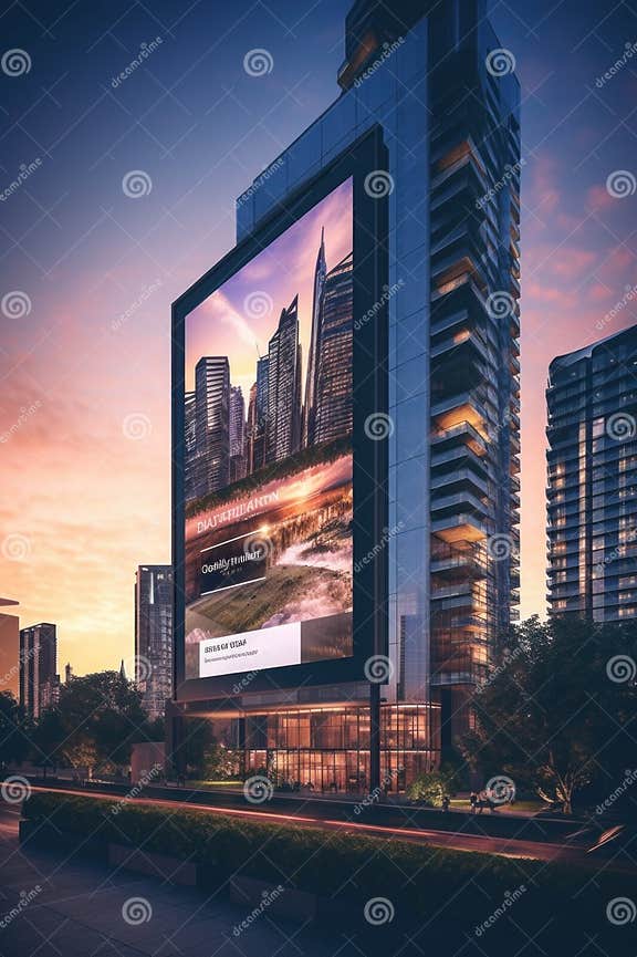 A Tall Building with a Large Advertisement on the Side of it ...