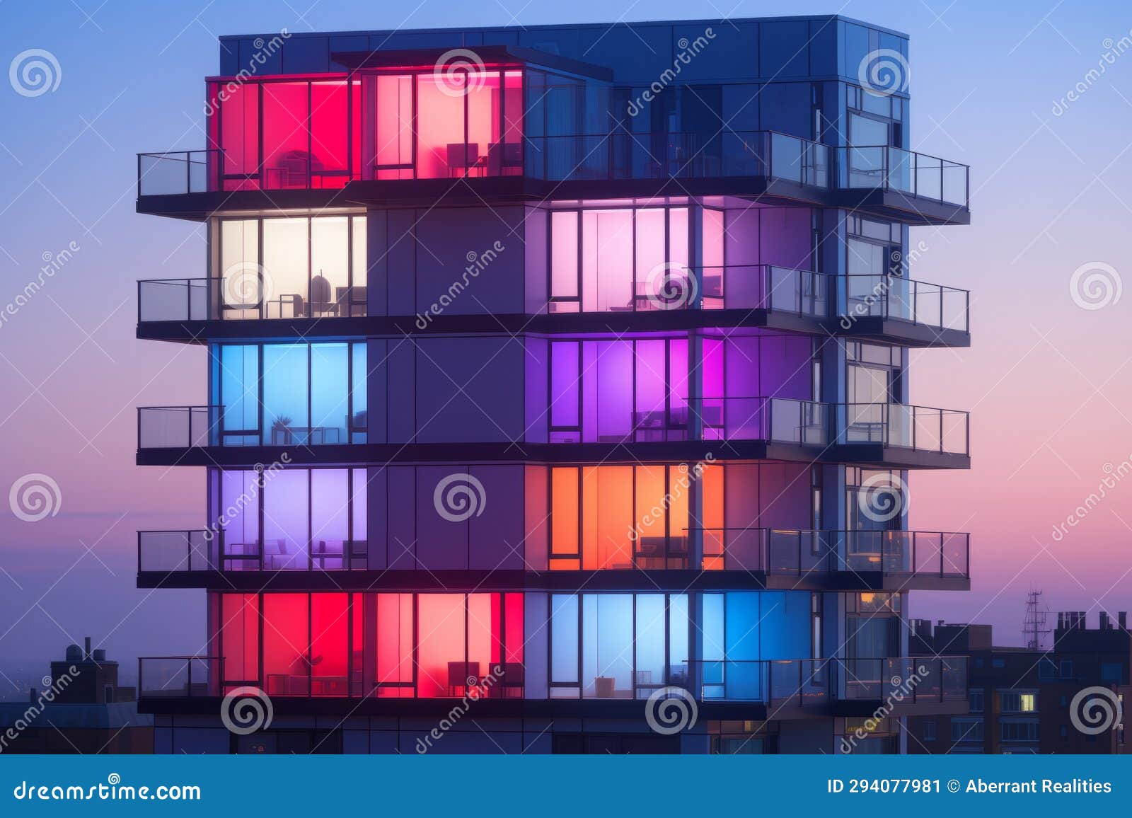 Tall Colored Buildings Skyscrapers Cartoon Urban Cityscape. Modern ...