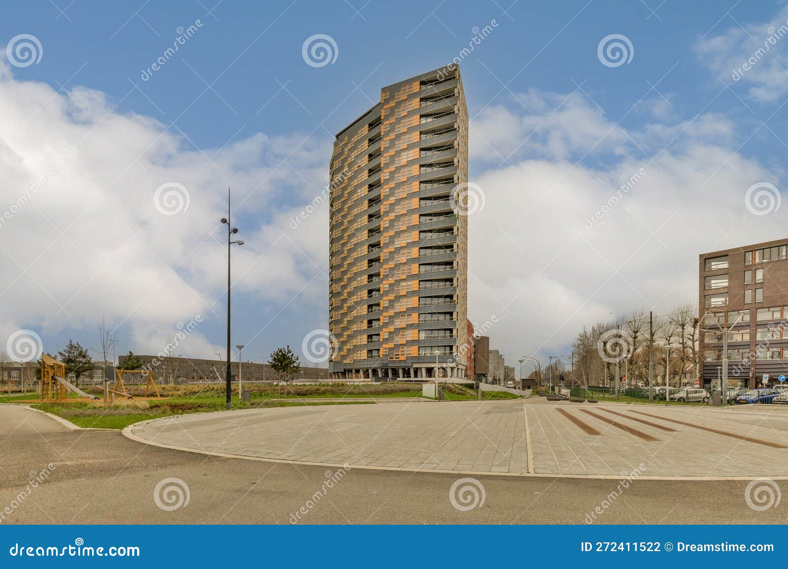 A Tall Building in the Middle of a Parking Lot Stock Photo - Image of ... A Tall Building in the Middle of a Parking Lot Stock Photo - Image of ...