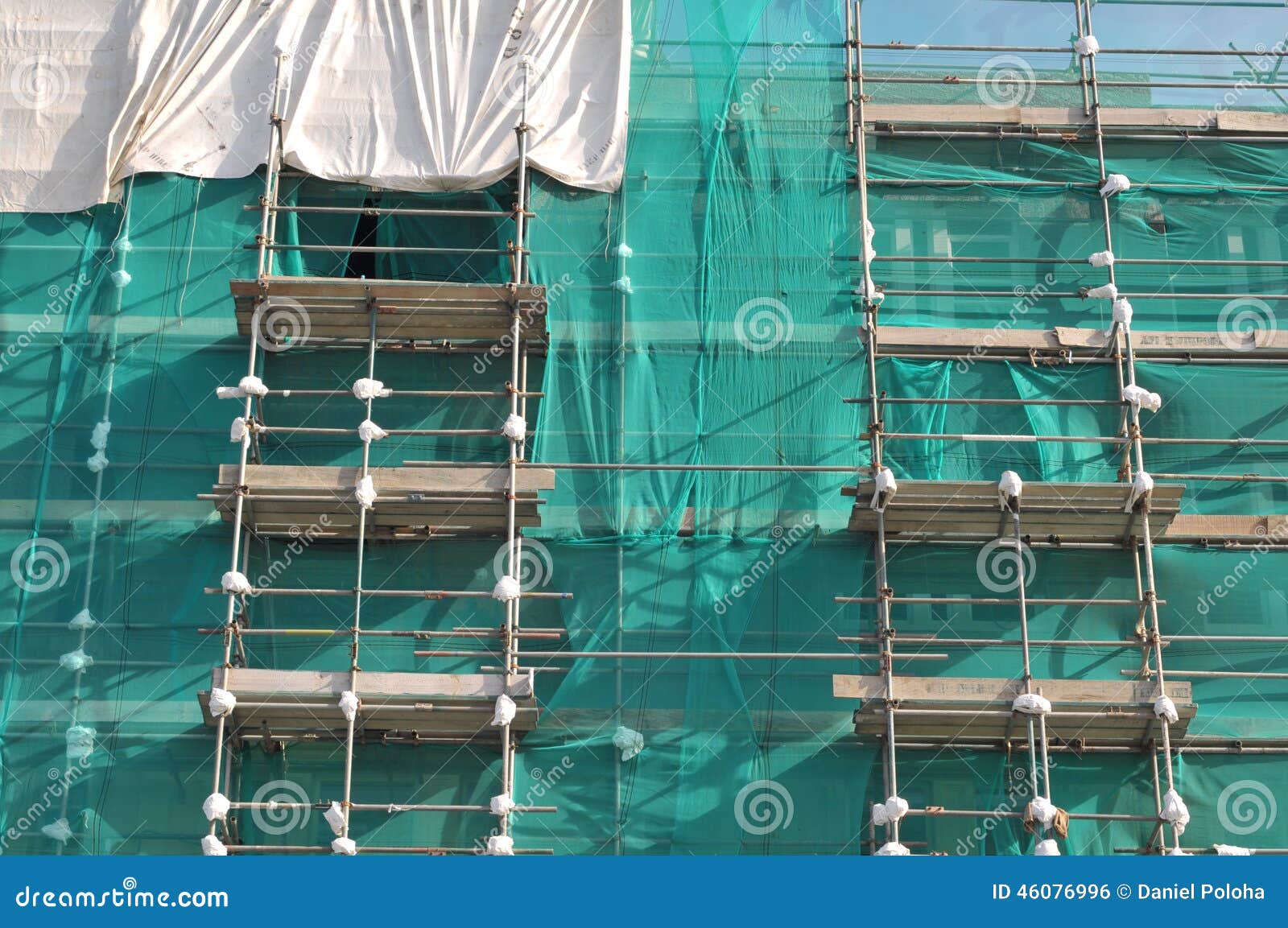 Tall Building in Scaffolding Stock Photo - Image of hard, industry ...