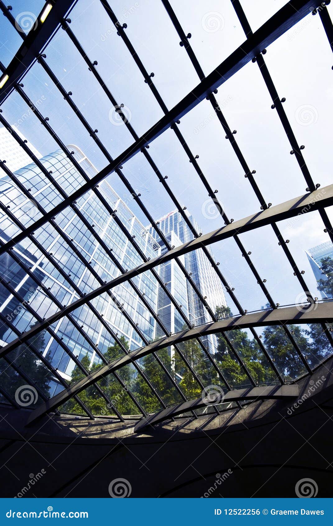 Tall Building Seen through Glass Roof Stock Photo - Image of estate ...