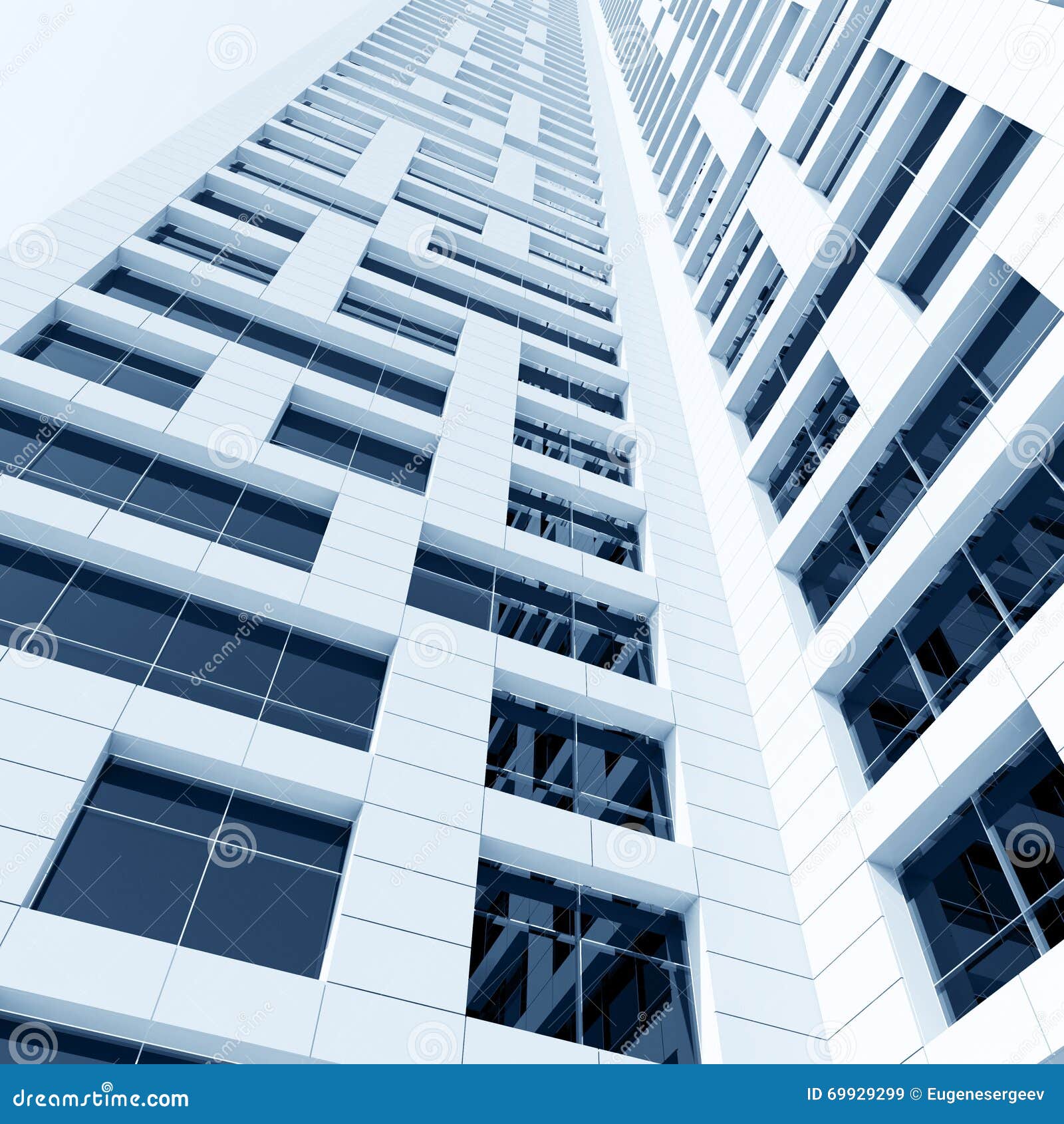 Tall Building with Shining Windows in White Walls Stock Illustration ...
