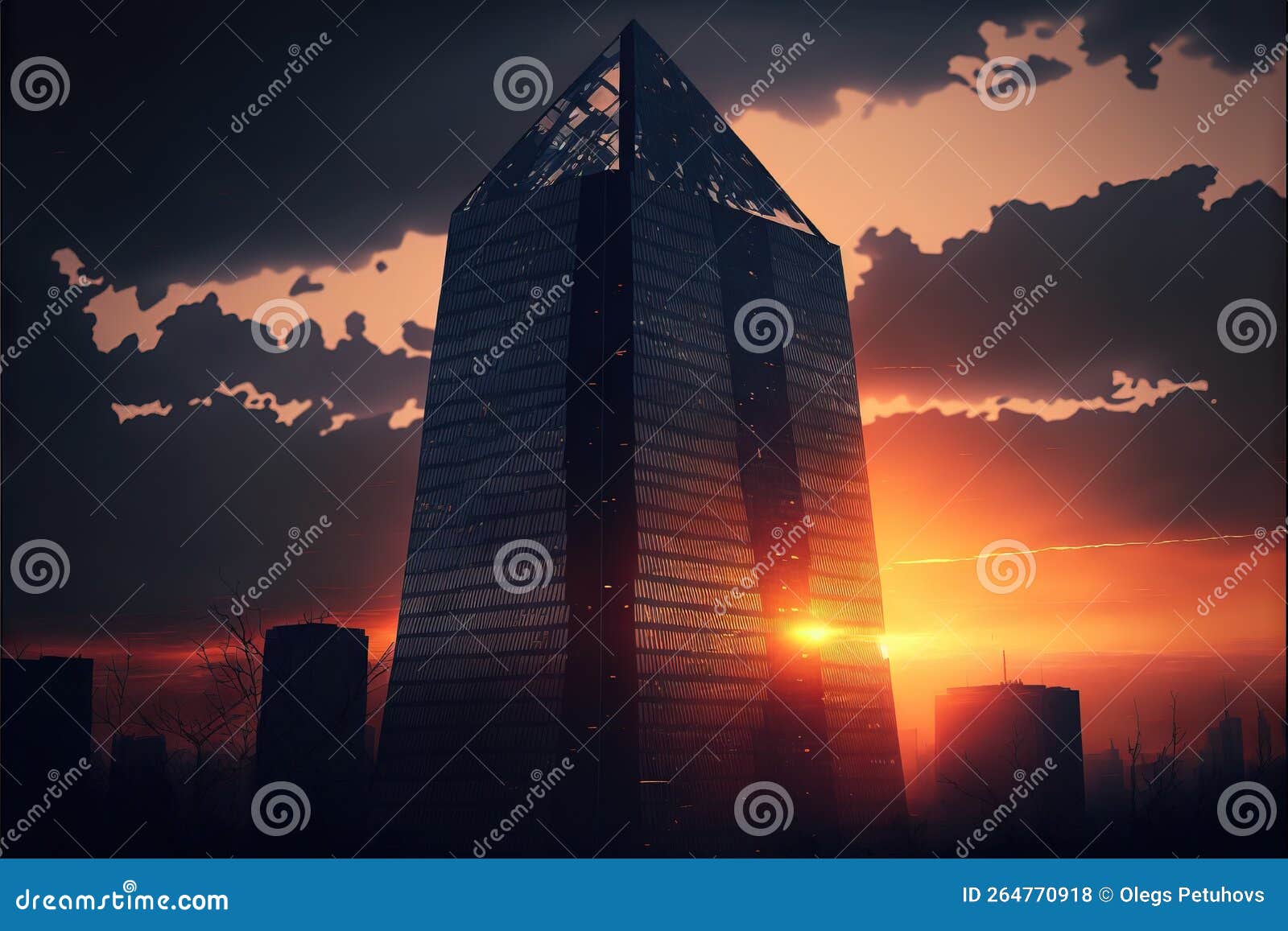 A Tall Building with a Sky Background and Clouds in the Background at ...
